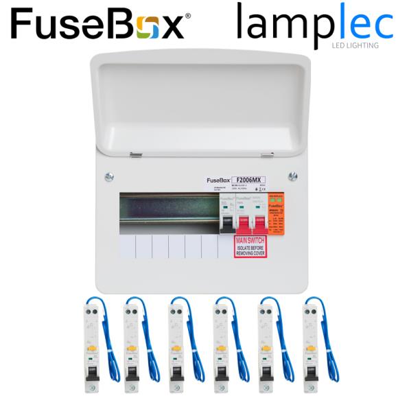 FuseBox F2006MX 6 Way SPD Metal Consumer Unit with 6 RCBOs A Rated B ...
