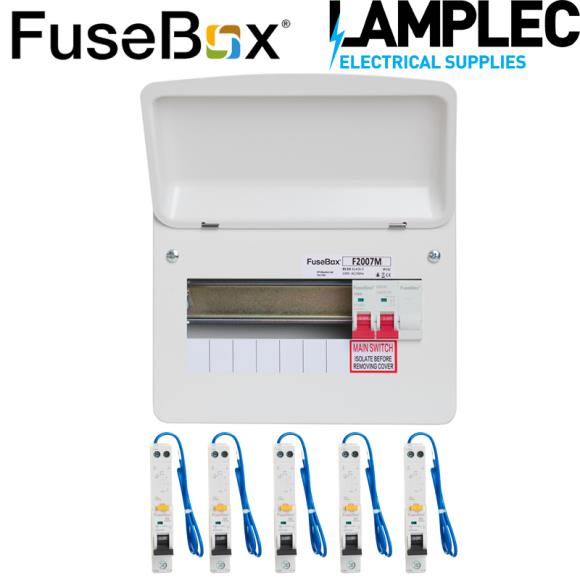 FuseBox F2007M 7 Way Metal Consumer Unit with 5 RCBOs A Rated B Curve ...