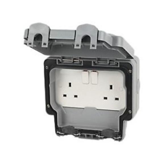 - MK K56482GRY Socket 2 Gang Switched 13 Amp IP66