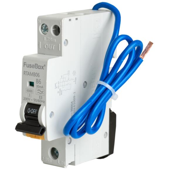 - FuseBox RTAMB06 6 Amp A Rated Mini Double Pole RCBO 30mA 6kA 6A ...