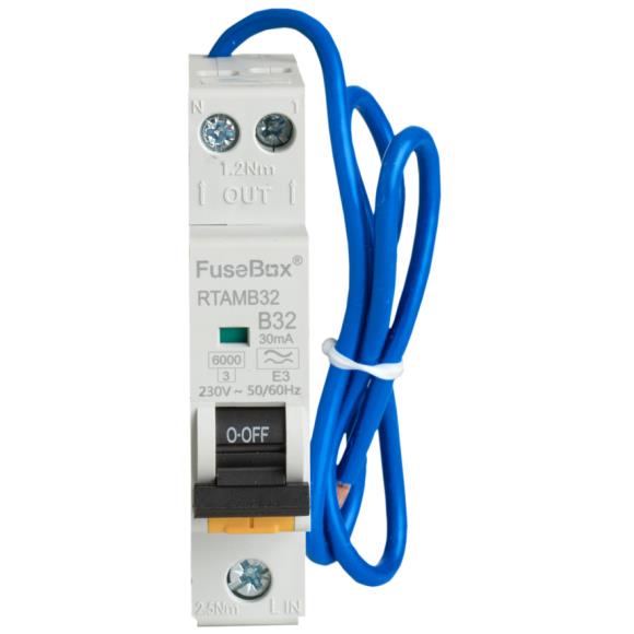- FuseBox RTAMB32 32 Amp A Rated Mini Double Pole RCBO 30mA 6kA 32A ...