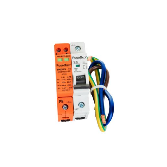 Fusebox SPDCUKITT2 Surge Protection Device & 32A MCB SPD & Cables