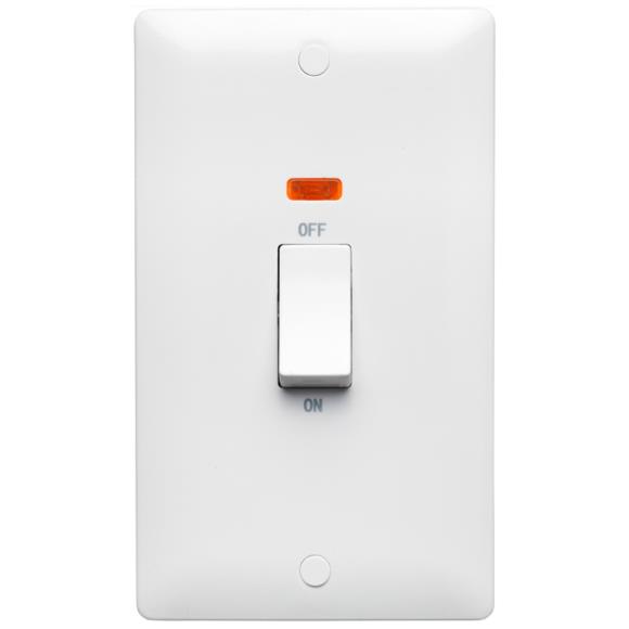 Verso V826N 50A DP Vertical Switch Plate with Neon - White
